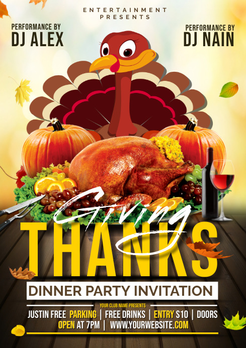 Thanksgiving dinner party invitation Template | PosterMyWall