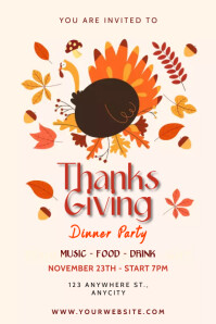 Thanksgiving Dinner Party Invitation Template | PosterMyWall
