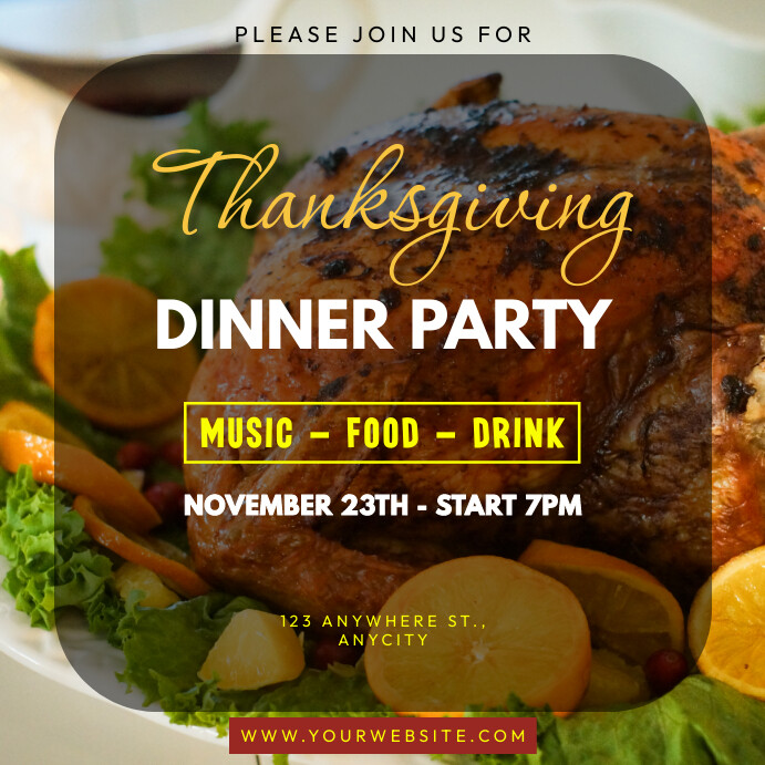 Thanksgiving Dinner Party Invitation Template | PosterMyWall