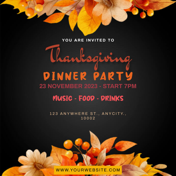 Thanksgiving Dinner Party Invitation Modelo | PosterMyWall