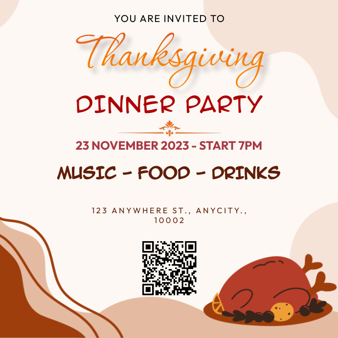 Thanksgiving Dinner Party Invitation Template | PosterMyWall