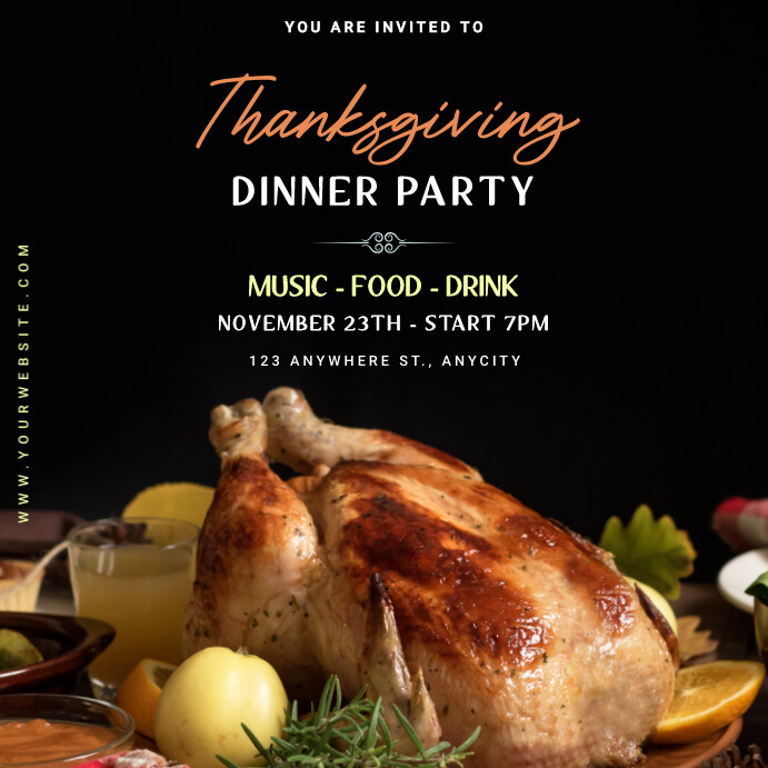 Thanksgiving Dinner Party Invitation Template | PosterMyWall