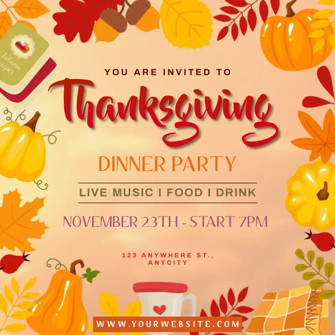 Thanksgiving Dinner Party Invitation Template | PosterMyWall