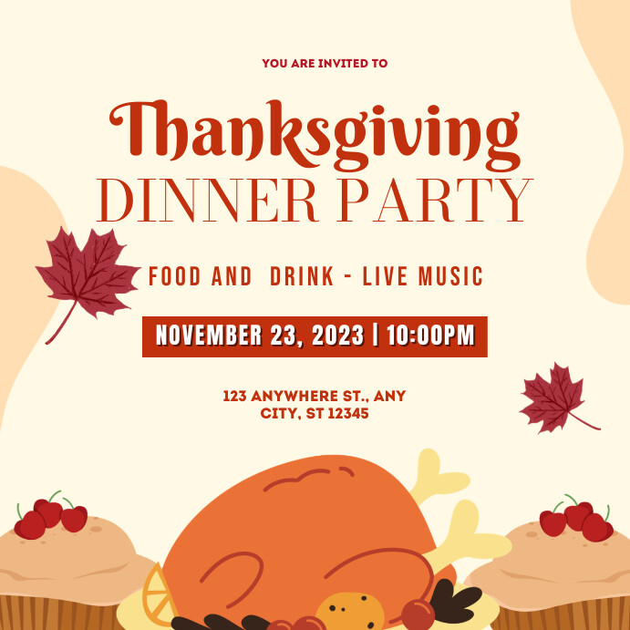 Thanksgiving Dinner Party Invitation Template | PosterMyWall