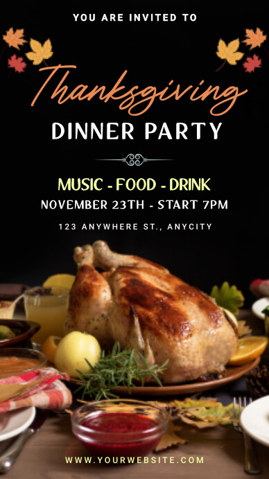 Thanksgiving Dinner Party Invitation Template | PosterMyWall