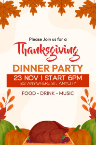 Thanksgiving Dinner Party Invitation Template | PosterMyWall