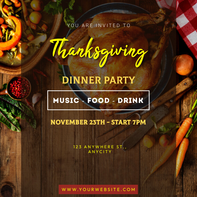 Thanksgiving Dinner Party Invitation Template | PosterMyWall