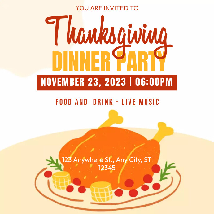 Thanksgiving Dinner Party Invitation Template | PosterMyWall