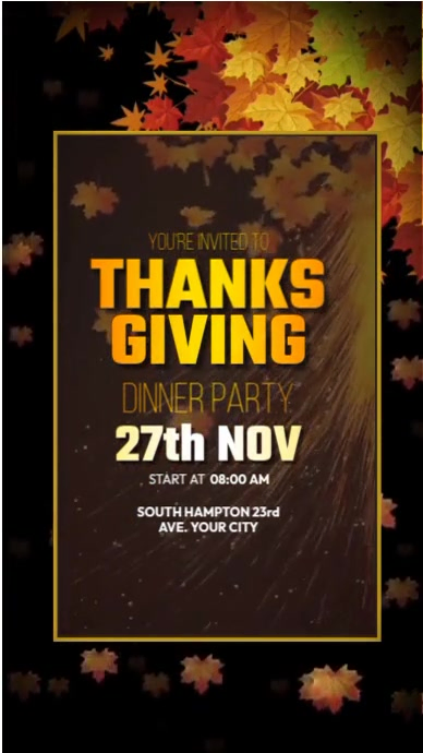 Plantilla de Thanksgiving Dinner Party Invite | PosterMyWall