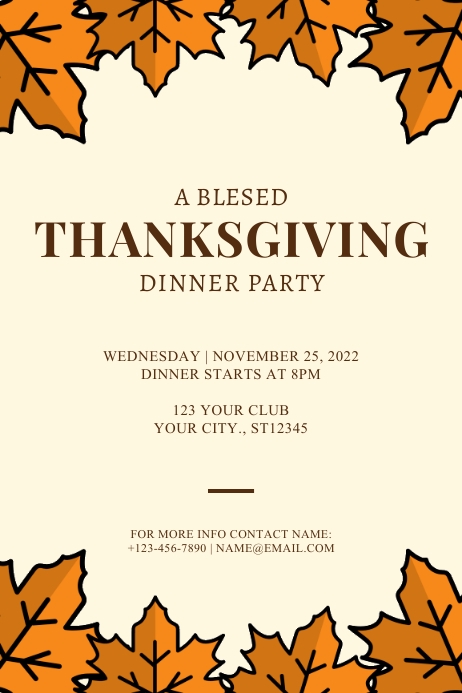 Thanksgiving Dinner Party Poster Template | PosterMyWall