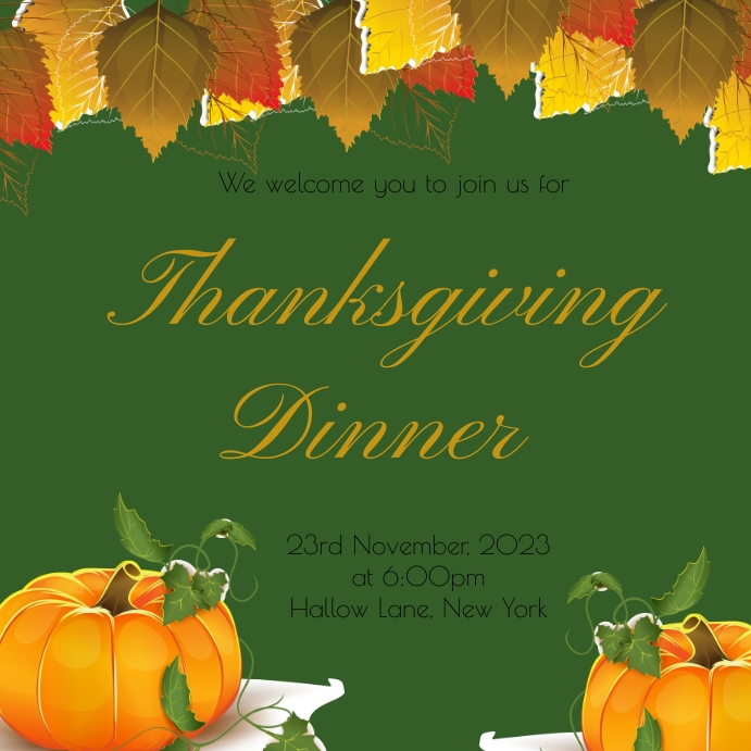 Thanksgiving Dinner Poster Template | PosterMyWall
