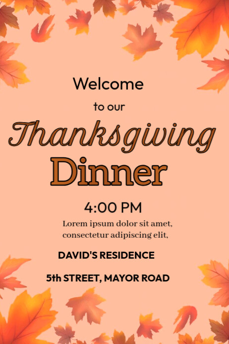 Thanksgiving Dinner Poster Template | PosterMyWall