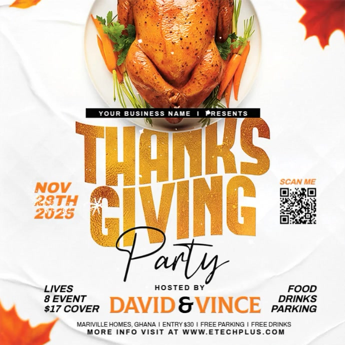 Plantilla de Thanksgiving Dinner Poster | PosterMyWall