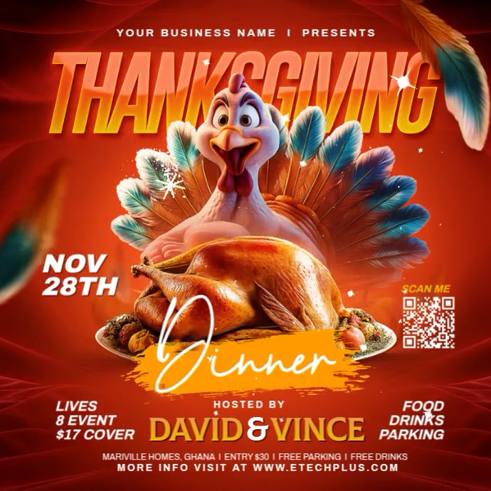 Thanksgiving Dinner Poster Template | PosterMyWall