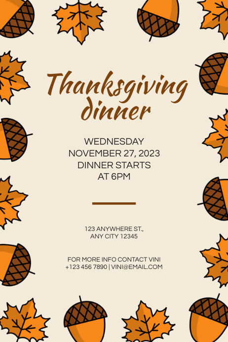 Plantilla de Thanksgiving Dinner Poster | PosterMyWall