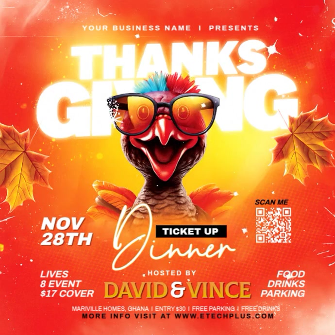 Thanksgiving Dinner Poster Template | PosterMyWall