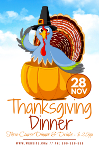 Thanksgiving Dinner Menu Template | PosterMyWall