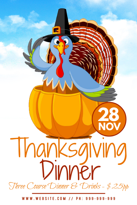 Thanksgiving Dinner Poster Template | PosterMyWall