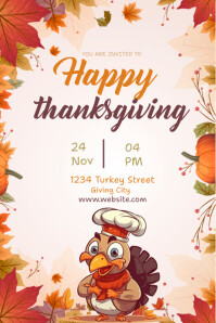Thanksgiving Dinner Party Poster Template | PosterMyWall
