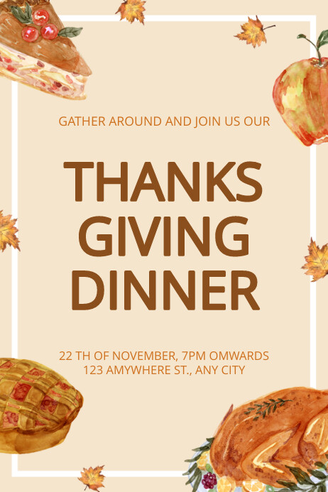 Thanksgiving Dinner Poster Template | PosterMyWall