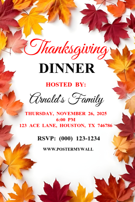 Thanksgiving Dinner Poster Template | PosterMyWall