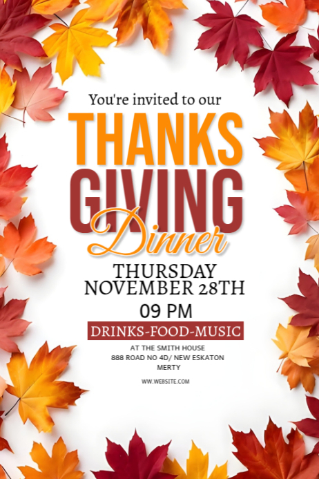 Thanksgiving Dinner Poster Template | PosterMyWall