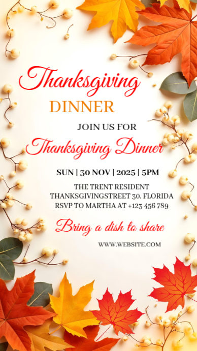 Thanksgiving Dinner Poster Instagram Story Template | PosterMyWall