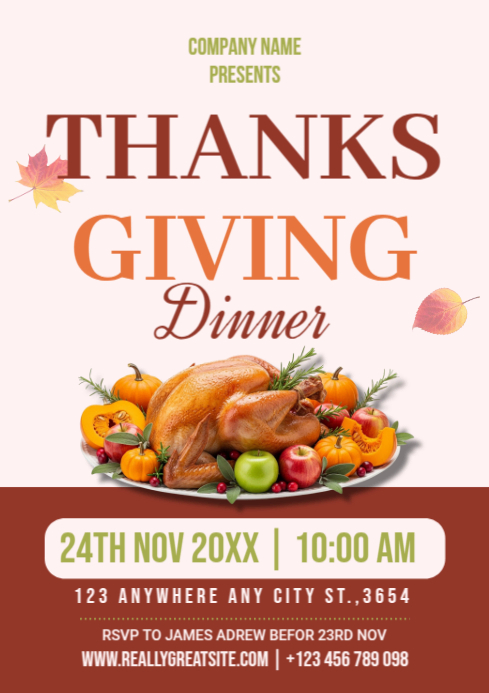 Thanksgiving Dinner Poster Template – Fall Feast Celebration Design ...