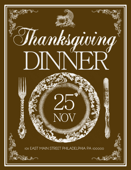 Thanksgiving Dinner Template | PosterMyWall