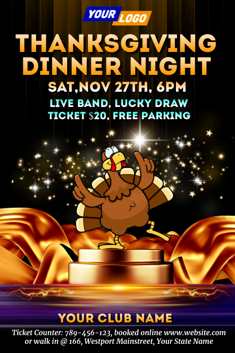 Thanksgiving Dinner Template | PosterMyWall