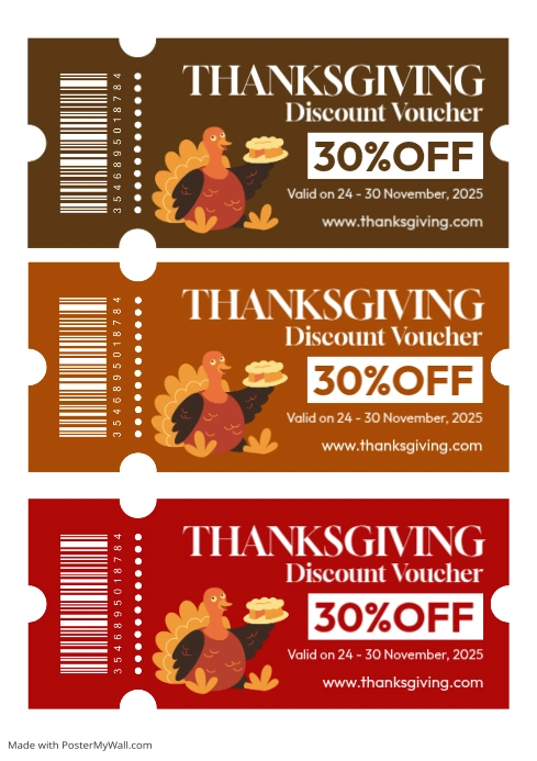 Thanksgiving Discount Voucher Template | PosterMyWall