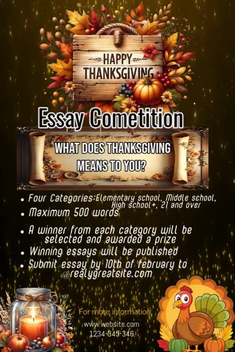 Copy of thanksgiving essay competition ad poster | PosterMyWall