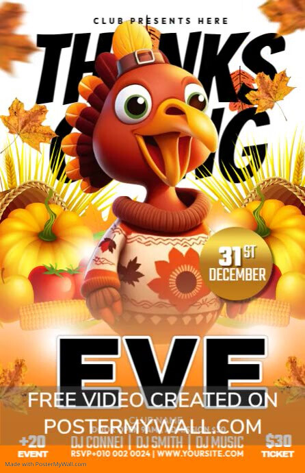 THANKSGIVING EVE Template | PosterMyWall