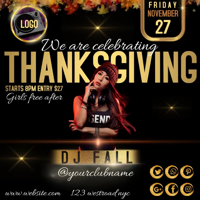 thanksgiving event party design template | PosterMyWall