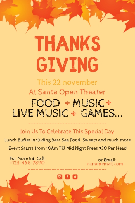 Thanksgiving Event Poster Template | PosterMyWall