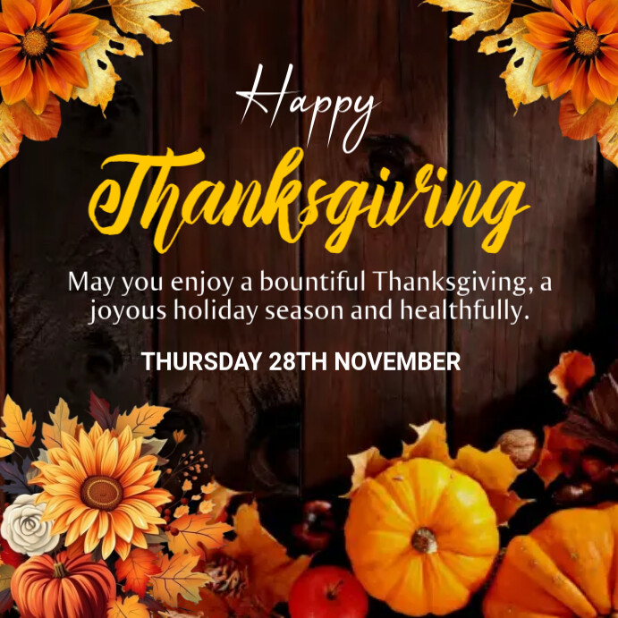 Thanksgiving Facebook post. Template | PosterMyWall