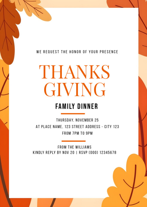 Plantilla de Thanksgiving family dinner | PosterMyWall