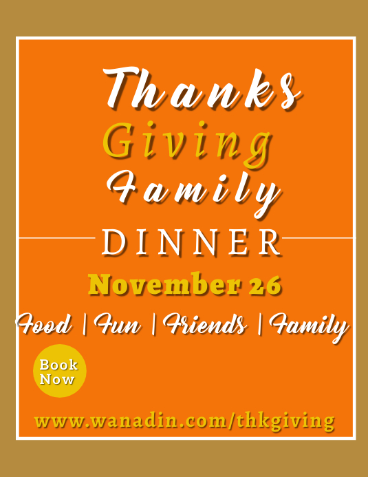 Thanksgiving Family Dinner Flyer Template | PosterMyWall