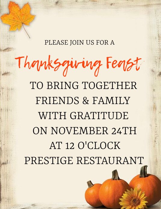 Thanksgiving feast Template | PosterMyWall