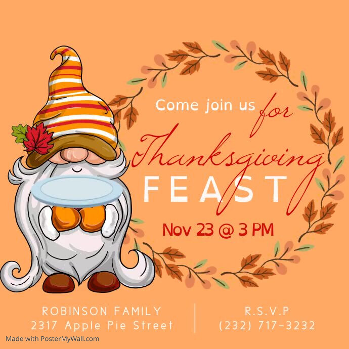 Thanksgiving Feast Invitation Flyer Template | PosterMyWall