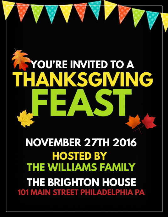 Thanksgiving feast Template | PosterMyWall