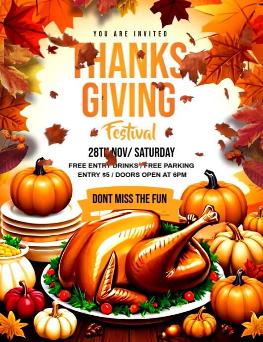 Plantilla de thanksgiving festival flyer | PosterMyWall