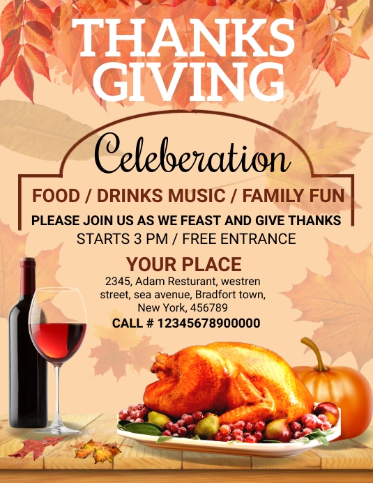 Thanksgiving flyer Template | PosterMyWall