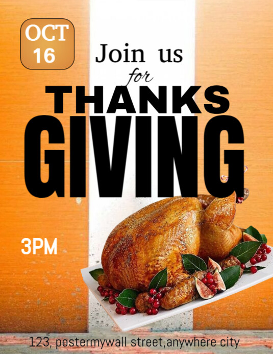 Thanksgiving flyer design template Modelo | PosterMyWall