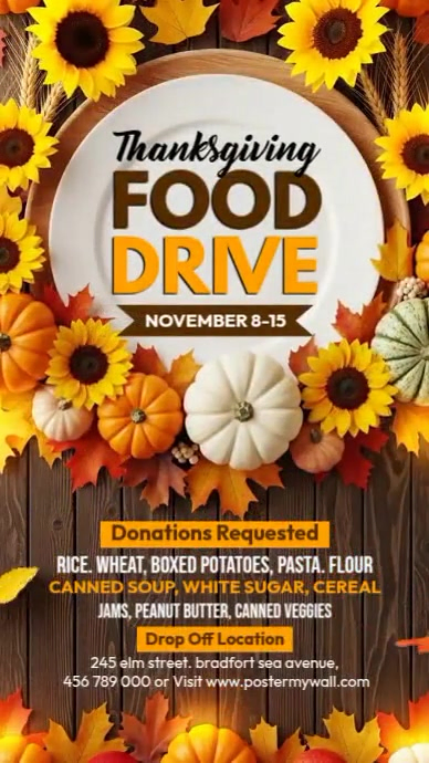 Thanksgiving Food Drive Template | PosterMyWall