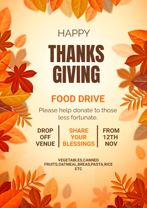 Thanksgiving food drive Template | PosterMyWall