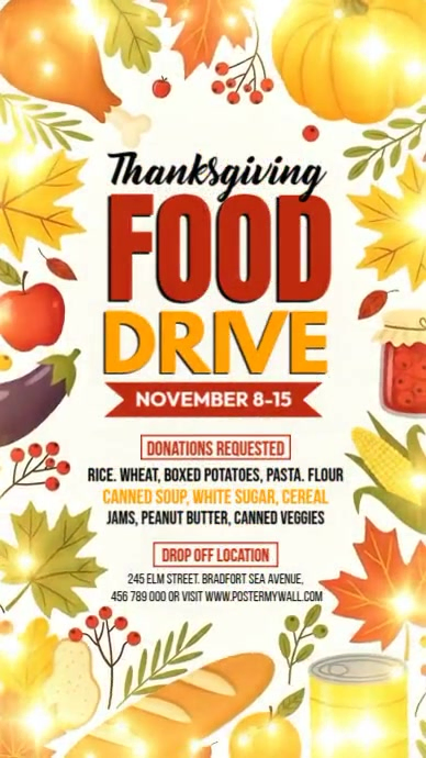 Thanksgiving Food Drive Template | PosterMyWall