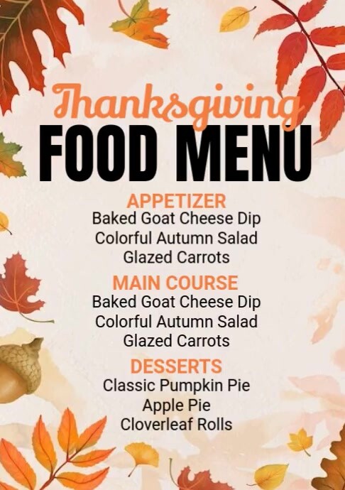 Thanksgiving Food Menu Ads Template | PosterMyWall