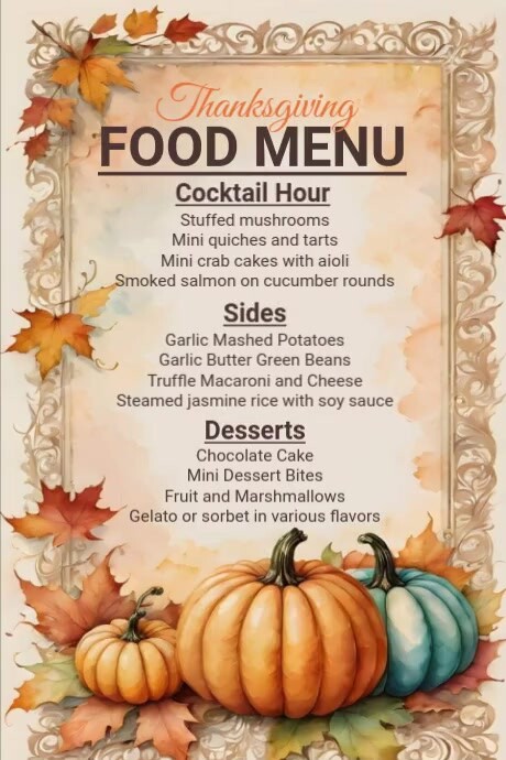 Plantilla de Thanksgiving Food Menu Ads | PosterMyWall