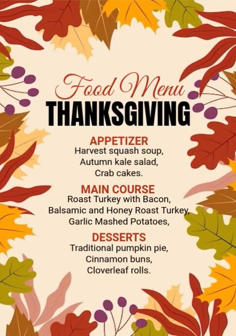 Modèle Thanksgiving Food Menu Ads | PosterMyWall